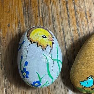 Hand Crafted | Accents | Hand Crafted Painted Chick Cracked Egg Rock ...
